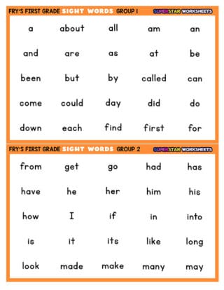 Fry Sight Word Assessment - Superstar Worksheets