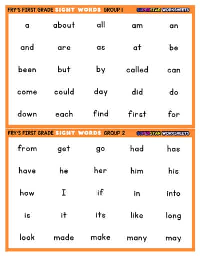 Fry Sight Word Assessment - Superstar Worksheets