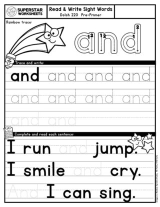 Sight Word Tracing Worksheets - Superstar Worksheets