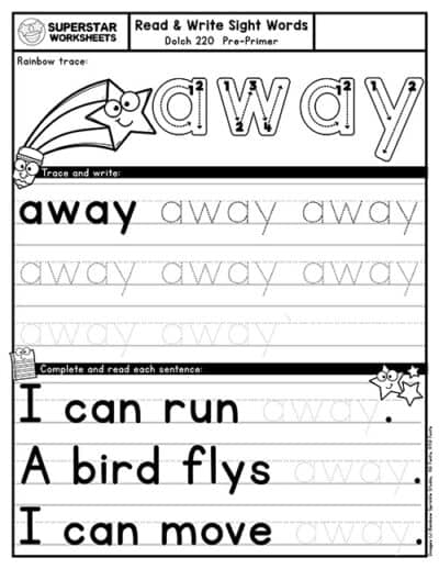 Sight Word Tracing Worksheets - Superstar Worksheets