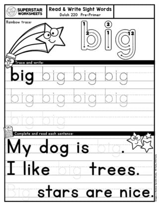 Sight Word Tracing Worksheets - Superstar Worksheets