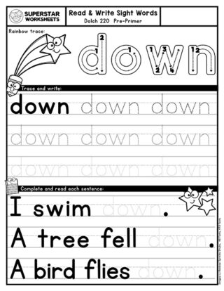 Sight Word Tracing Worksheets - Superstar Worksheets