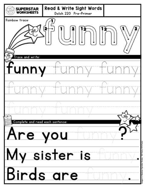 Sight Word Tracing Worksheets - Superstar Worksheets