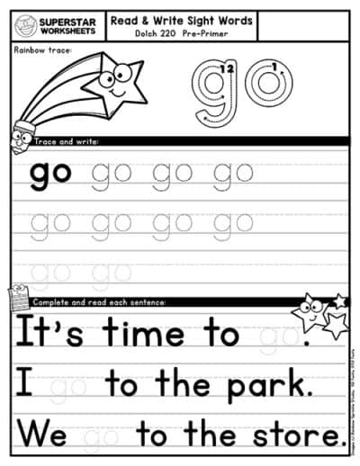 Sight Word Tracing Worksheets - Superstar Worksheets