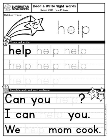 Sight Word Tracing Worksheets - Superstar Worksheets