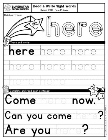 Sight Word Tracing Worksheets - Superstar Worksheets