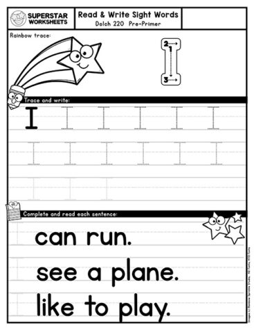 Sight Word Tracing Worksheets - Superstar Worksheets