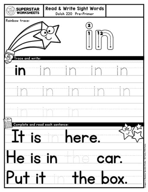 Sight Word Tracing Worksheets - Superstar Worksheets