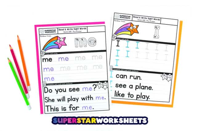 Sight Word Tracing Worksheets - Superstar Worksheets