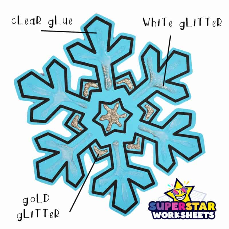 Glitter Snowflake Craft - Superstar Worksheets