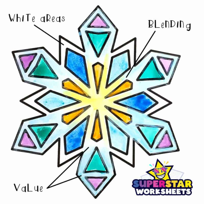 Watercolor Snowflake Craft - Superstar Worksheets
