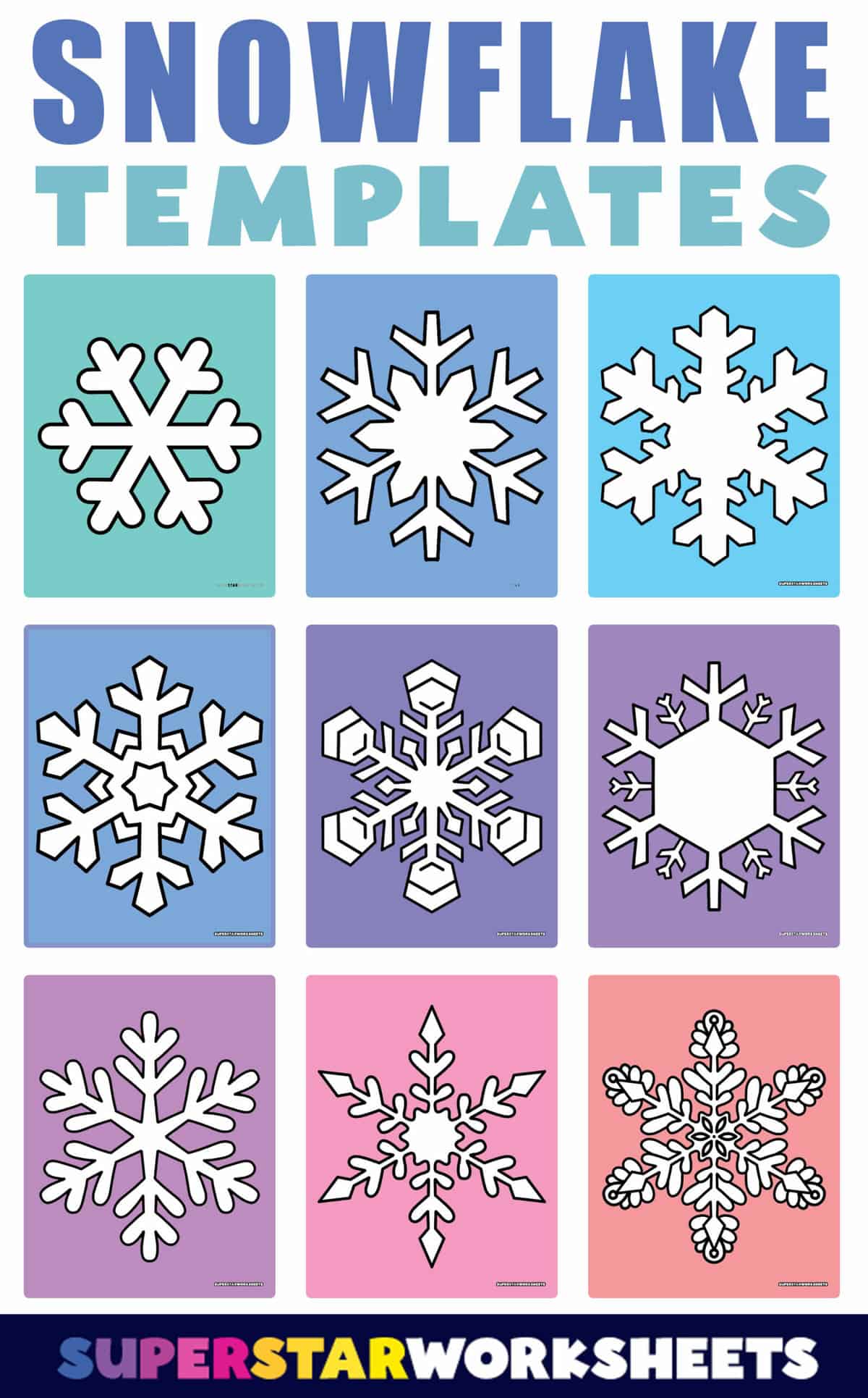 Snowflake Templates (Free Printables) - Superstar Worksheets