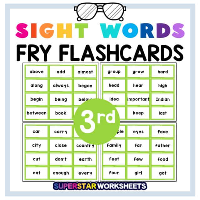 Fry Sight Words Flashcards - Superstar Worksheets