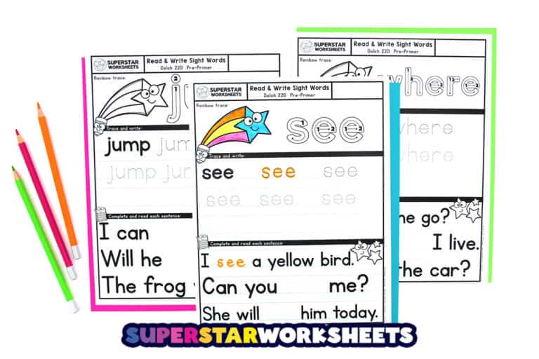 Sight Word Tracing Worksheets - Superstar Worksheets