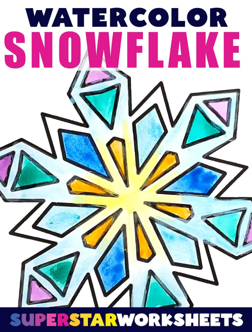 Watercolor Snowflake Craft - Superstar Worksheets