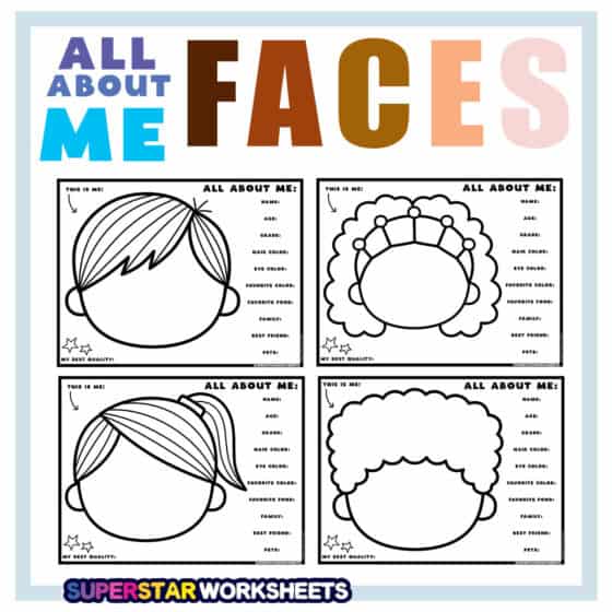 All About Me Face Template (Free Printables) - Superstar Worksheets