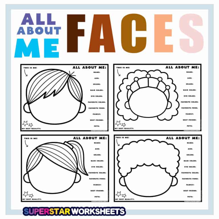 All About Me Face Template (Free Printables) - Superstar Worksheets