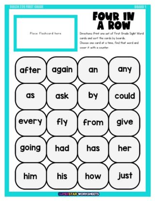 First Grade Sight Words - Superstar Worksheets