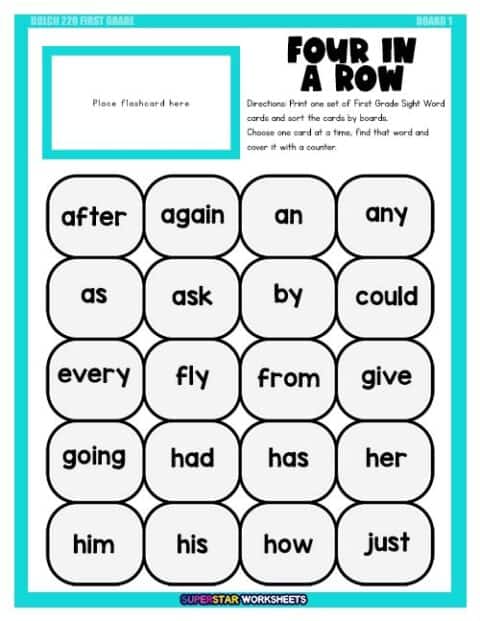 First Grade Sight Words - Superstar Worksheets
