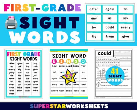 First Grade Sight Words - Superstar Worksheets