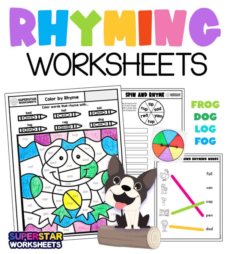 Rhyming Worksheets for Kindergarten - Superstar Worksheets