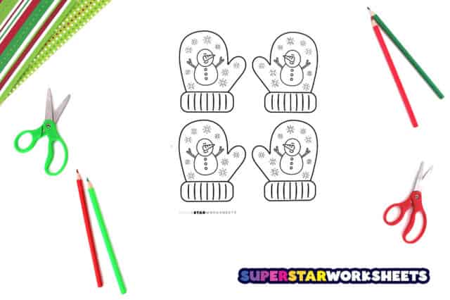 Mittens Template - Superstar Worksheets