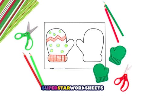 Mittens Template (Free Printables) - Superstar Worksheets