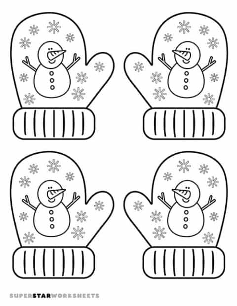 Mittens Template (Free Printables) - Superstar Worksheets