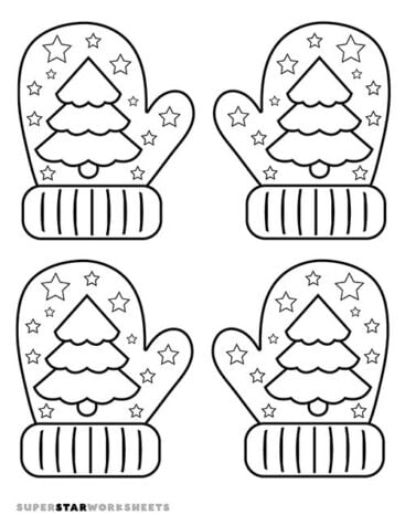 Mittens Template - Superstar Worksheets