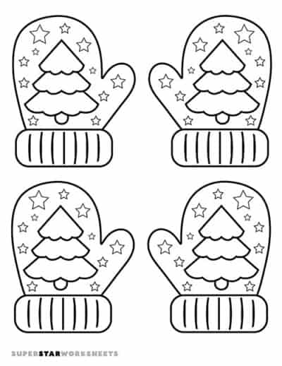 Mittens Template - Superstar Worksheets