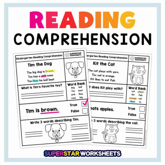 Kindergarten Reading Comprehension Worksheets - Superstar Worksheets