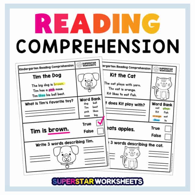 Kindergarten Reading Comprehension Worksheets - Superstar Worksheets