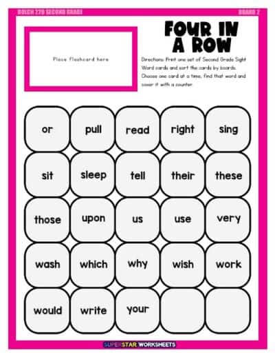 Second Grade Sight Words - Superstar Worksheets