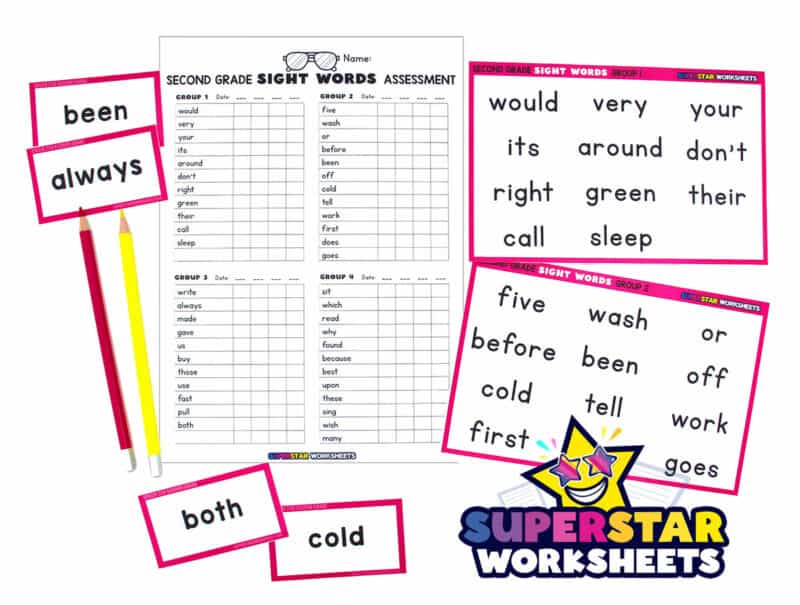 Second Grade Sight Words - Superstar Worksheets