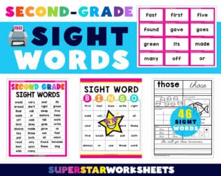 Second Grade Sight Words - Superstar Worksheets