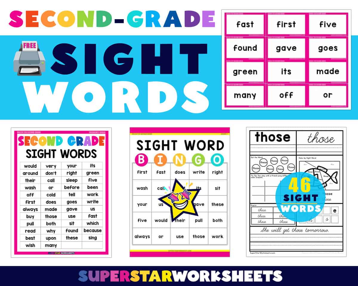 Second Grade Sight Words - Superstar Worksheets
