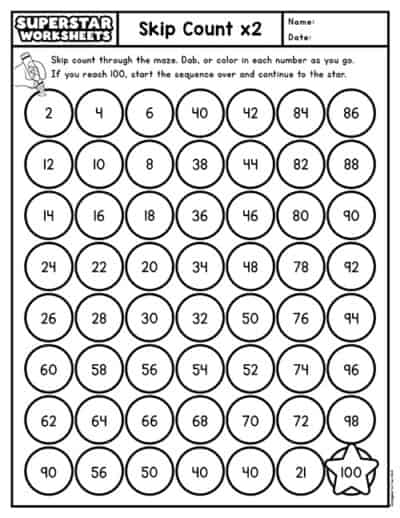 Skip Counting Worksheets - Superstar Worksheets