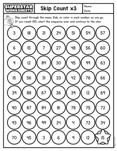 Skip Counting Worksheets - Superstar Worksheets