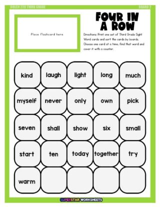 Third Grade Sight Words - Superstar Worksheets