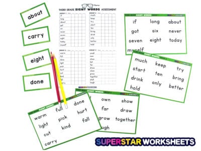 Third Grade Sight Words - Superstar Worksheets