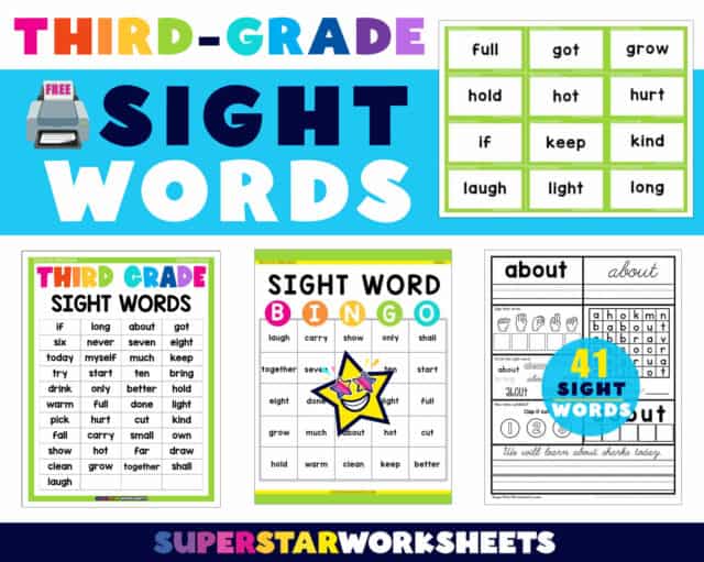Third Grade Sight Words - Superstar Worksheets