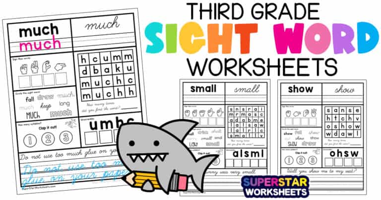 Third Grade Sight Words - Superstar Worksheets