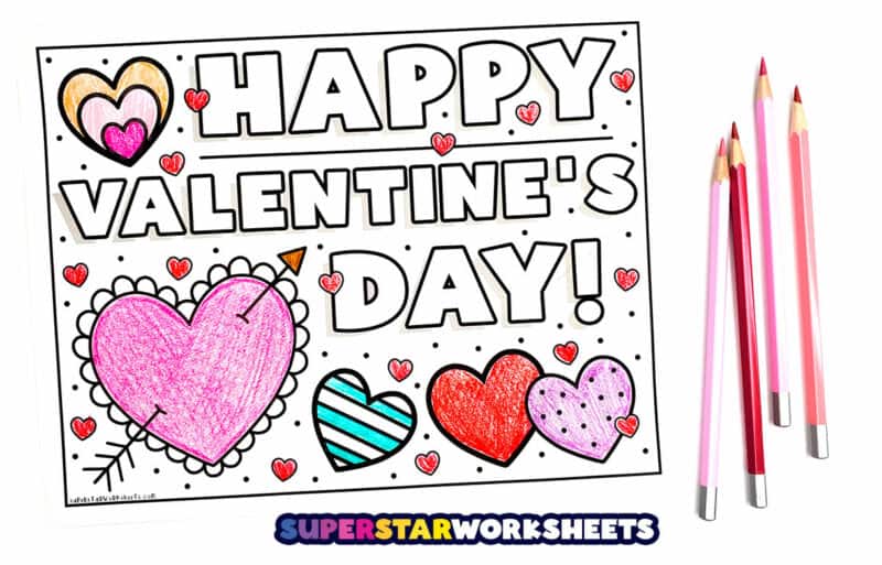Valentine's Day Coloring Pages (Free Printables) - Superstar Worksheets