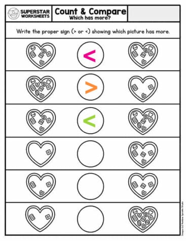 Comparing Numbers - Superstar Worksheets