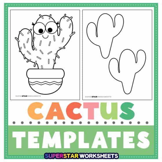 Cactus Template (Free Printables) - Superstar Worksheets