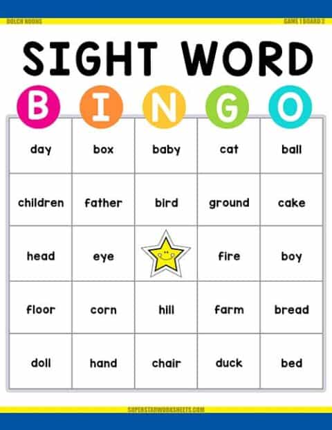 Dolch Sight Word Nouns - Superstar Worksheets