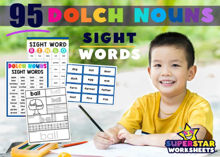Dolch Sight Word Nouns - Superstar Worksheets