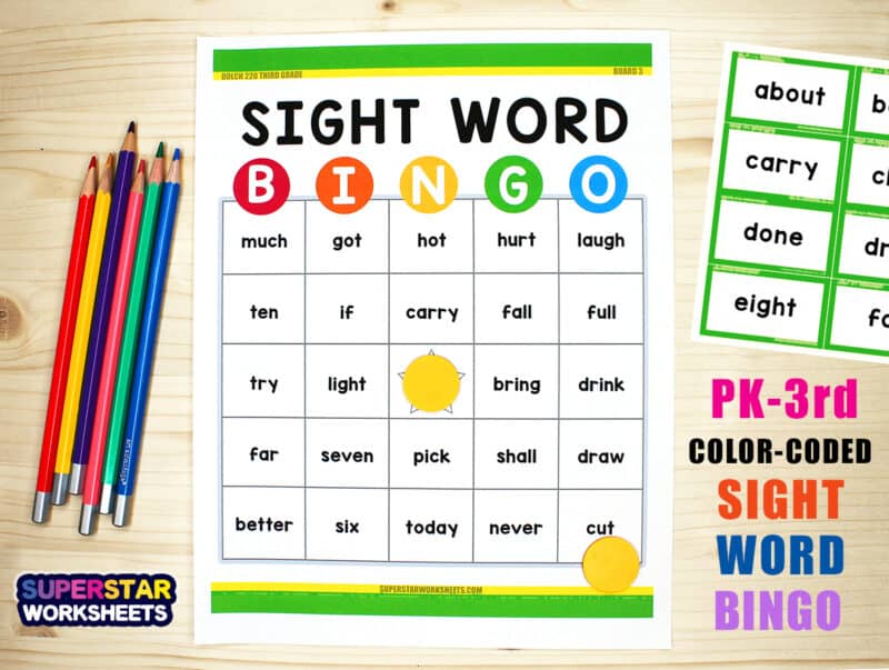 Sight Word BINGO - Superstar Worksheets
