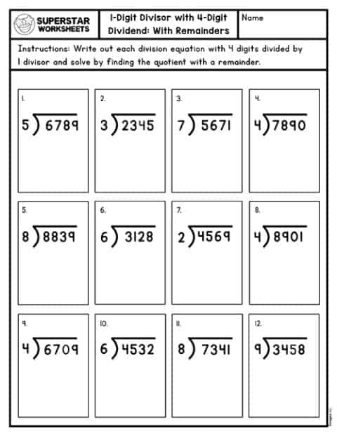 Long Division Worksheets - Superstar Worksheets