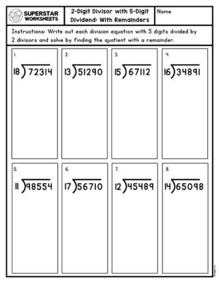 Long Division Worksheets - Superstar Worksheets